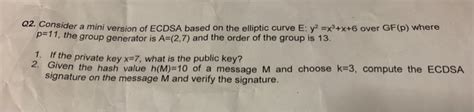 Solved 2 Consider A Mini Version Of Ecdsa Based On The