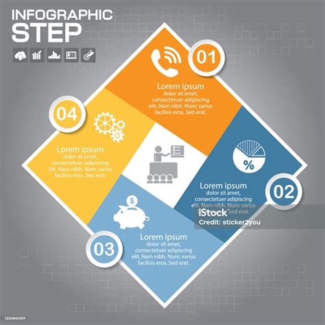 비즈니스 벡터 일러스트레이션을 위한 4단계 인포그래픽 디자인 요소 0명에 대한 스톡 벡터 아트 및 기타 이미지 0명 개념 다이어그램 Istock