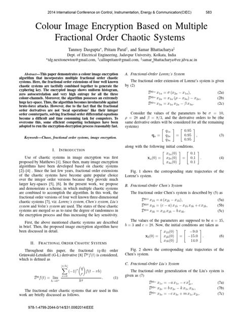 Colour Image Encryption Based On Multiple Fractional Order Chaotic Systems Pdf Chaos Theory