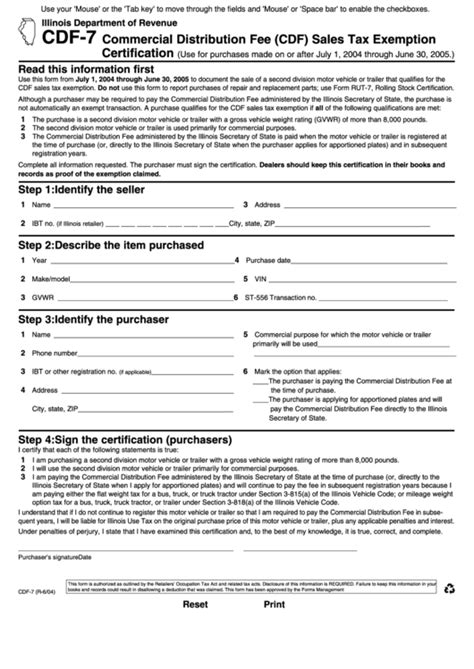 Fillable Form Cdf 7 Commercial Distribution Fee Cdf Sales Tax