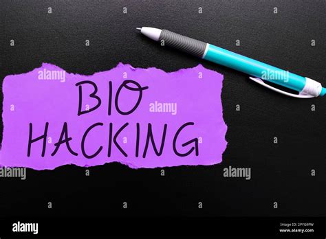 Text Caption Presenting Bio Hacking Word Written On Exploiting Genetic Material Experimentally