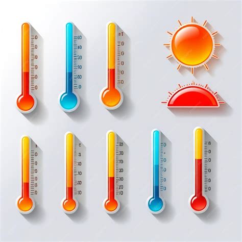 A Set Of Different Colored Temperature Gauges With Thermometer On The Top Premium Ai Generated