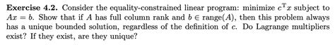 Solved Exercise 42 Consider The Equality Constrained