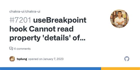 Usebreakpoint Hook Cannot Read Property Details Of Undefined When Run