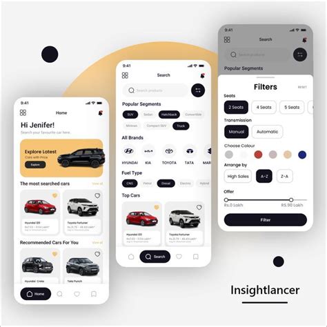 Creative And Modern Ui Design Of Latest Car Information Mobile Application Ux Design Mobile App