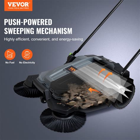 Vevor Walk Behind Hand Push Floor Sweeper 256 Sweeping Width Floor