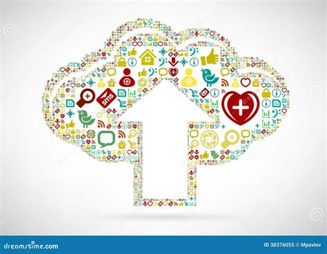 Cloud And Arrow With Different Icons Stock Vector Illustration Of Computer Globe