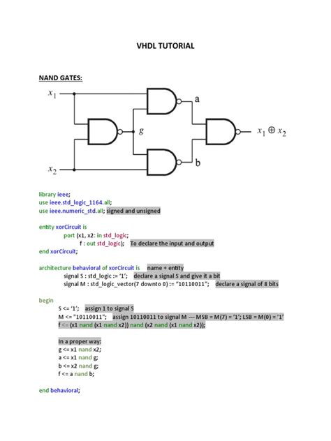 Vhdl Tutorial Nand Gates And Xor Circuit Simulation Pdf Vhdl Computer Science
