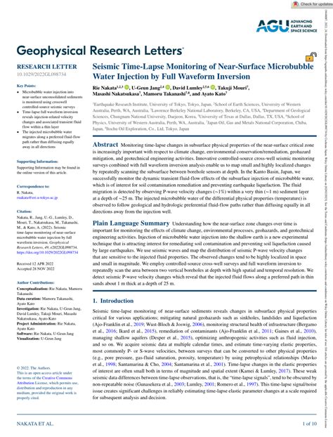Pdf Seismic Time‐lapse Monitoring Of Near‐surface Microbubble Water Injection By Full Waveform