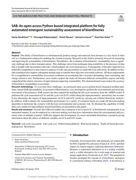 Sab An Open Access Python Based Integrated Platform For Fully Automated Emergent Sustainability