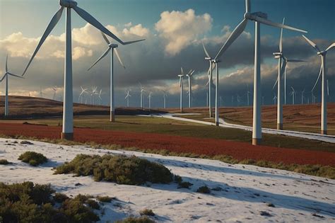 Virtual Wind Turbine Farm Premium Ai Generated Image