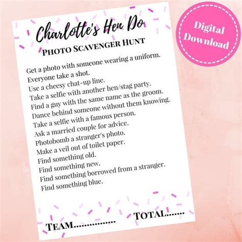 Hens Night Games Hen Night Ideas Scavenger Hunt Games Photo