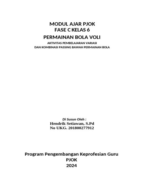 Modul Ajar Passing Bawah Bola Voli Pdf