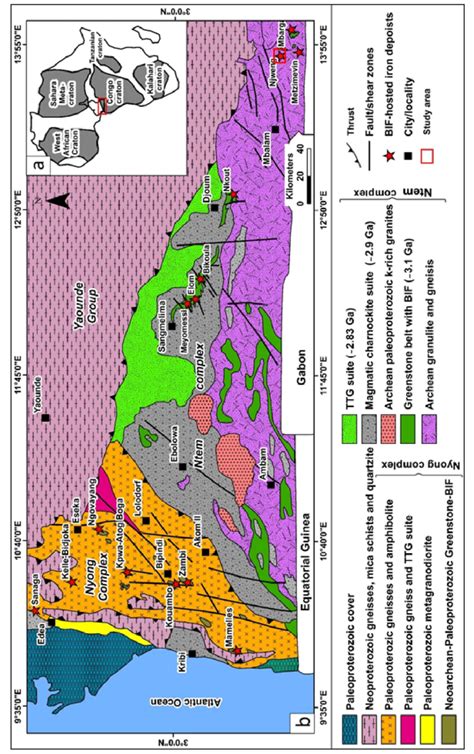 Regional Geologic Map Of Southern Cameroon Indicating The Location Of