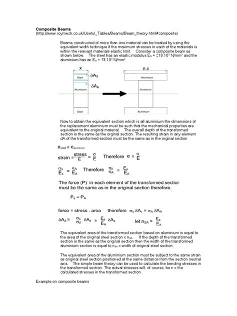 Calculating Stresses In Composite Beams Through Equivalent Section