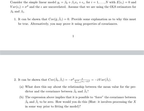Solved Consider The Simple Linear Model Yiβ0β1x1εloni