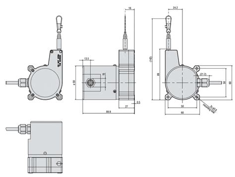 Compact Draw Wire Displacement Sensor Low Cost MK