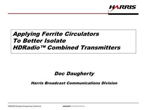 Ppt Applying Ferrite Circulators To Better Isolate Hdradio™ Combined Transmitters Powerpoint