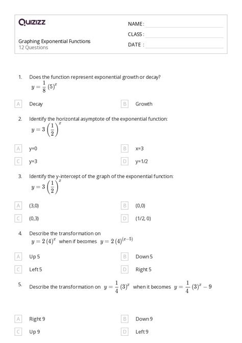 50 Derivatives Of Exponential Functions Worksheets For 11th Class On Quizizz Free And Printable