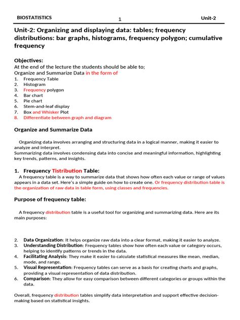 Unit 2 Biostatistics Descriptive Pdf Histogram