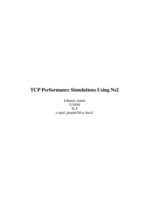 Pdf Tcp Performance Simulations Using Ns2