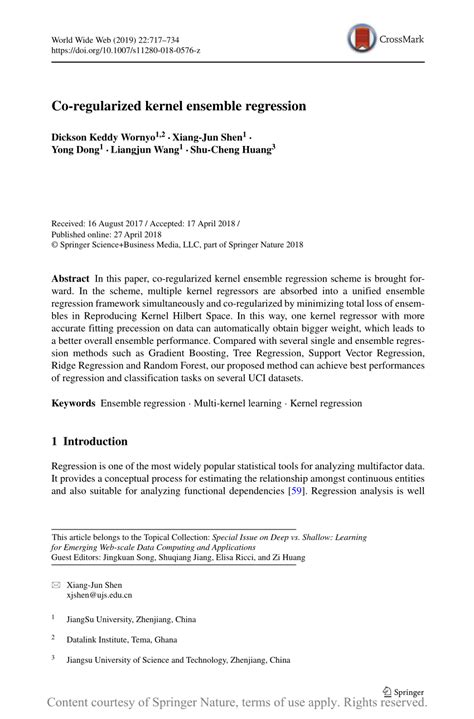Co Regularized Kernel Ensemble Regression Request Pdf
