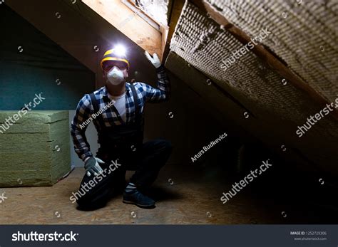Man Installing Thermal Roof Insulation Layer Stock Photo Edit Now