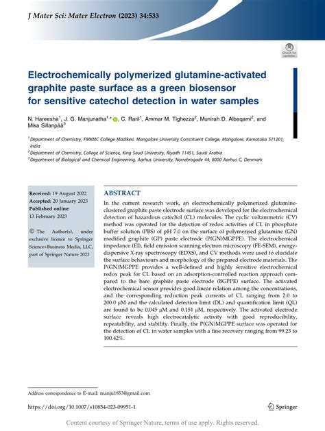 Electrochemically Polymerized Glutamine Activated Graphite Paste Surface As A Green Biosensor