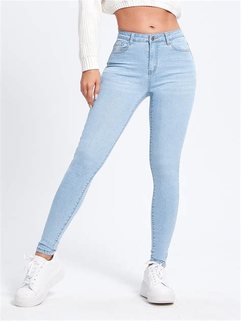 SHEIN Essnce Slant Pocket Skinny Jeans SHEIN UK