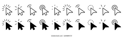 Set Computer Arrow Cursor Black Click Stock Vector Royalty Free 2244889173 Shutterstock