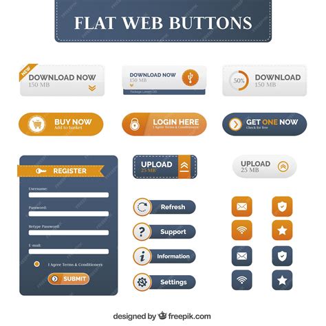 Premium Vector Flat Web Buttons Set