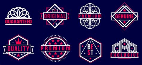 다양한 제품 및 비즈니스 클래식 그래픽 디자인 요소 휘장 및 어워드를 위한 다크 배지 및 로고 컬렉션위에 설정된 프리미엄 최고