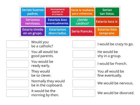 Conditional Sentences With Ser And Estar Match Up