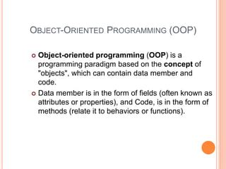 Object Oriented Programming Python Pptx Programming Languages Computing