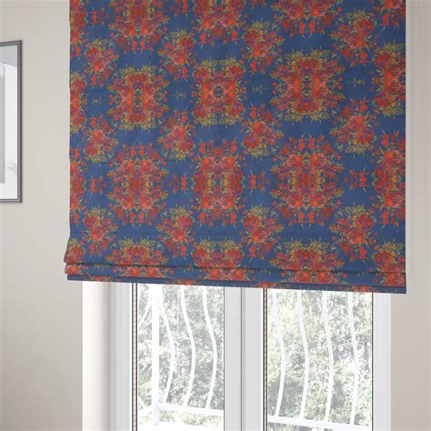 Kuala Collection Of Floral Pattern Heavyweight Chenille Blue Colour