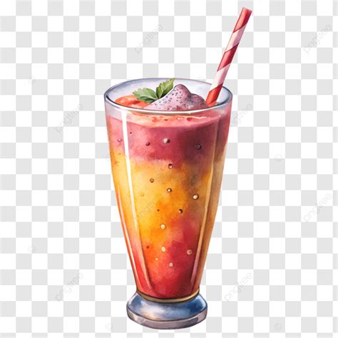 빨간색과 흰색 빨대가 있는 유리 딸기 스무디의 수채화 그림 수채화 스무디 과일 스무디 그림 여름 과일 음료 클립 아트 Png 일러스트 및 이미지 에 대한 무료 다운로드