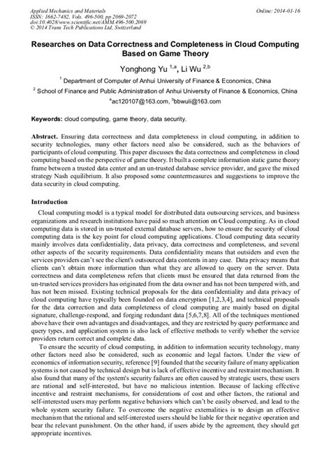 Researches On Data Correctness And Completeness In Cloud Computing