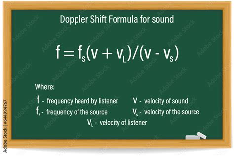 Doppler Shift Formula For Sound On A Green Chalkboard Education Science Formula Vector