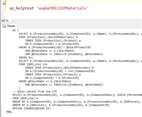 Sql Server Query Analyzer Short Cut To Display The Text Of Stored