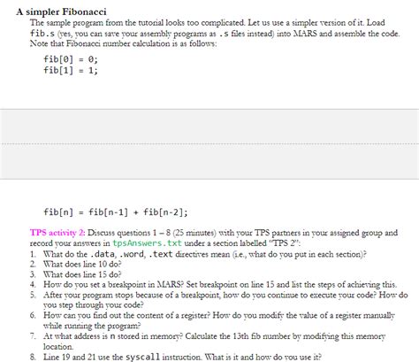 Solved A Simpler Fibonacci The Sample Program From The