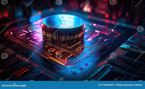 Futuristic Cpu With Intricate Circuitry Patterns And Glowing Lights