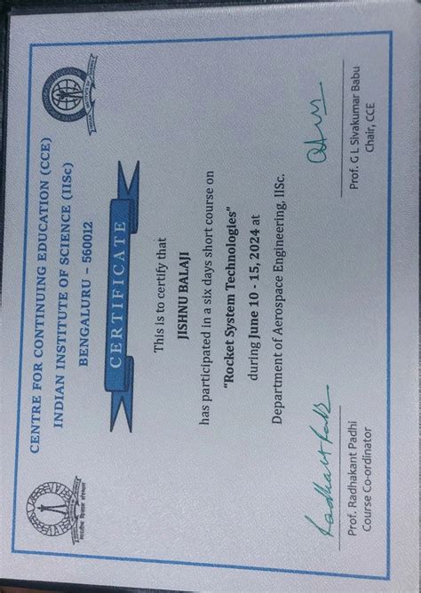 Jishnu Balaji On Linkedin Hello Everyone I Have Successfully Completed The Course On Rocket