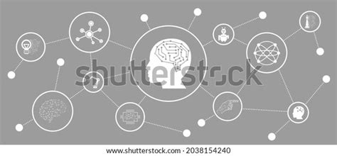 Concept Artificial Intelligence Connected Icons Stock Illustration