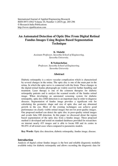 Pdf An Automated Detection Of Optic Disc From Digital Retinal Fundus Images Using Region Based