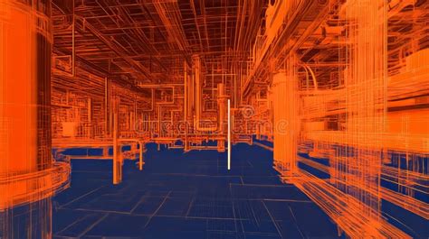 Industrial Process Flow Diagram Incorporating Three Dimensional Plant Designs And Arrows Stock