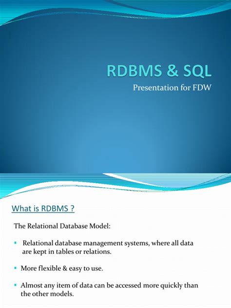 Rdbms And Sql Basics Pdf Relational Database Sql