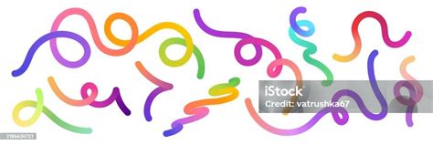 색상 그라디언트 선 물결 모양의 무지개 그라데이션 소용돌이 모양 다채로운 무지개 빛깔의 유체 역동적인 리본 흐르는 나선형 스트로크 벡터 고립 된 세트 리본에 대한 스톡 벡터