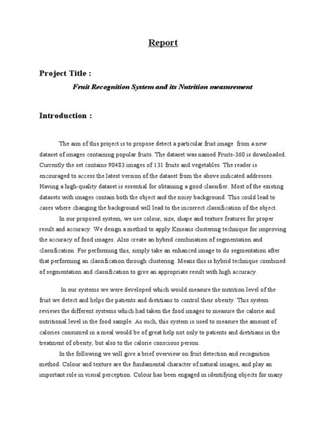 Fruit Recognition System And Its Nutrition Level Pdf Image