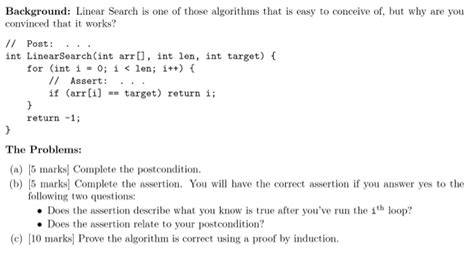 Solved Background Linear Search Is One Of Those Algorithms