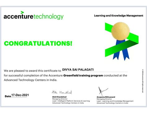 Divya Sai Palagati On Linkedin Thankyouteam Training Achievinggoals Accentureindia 12